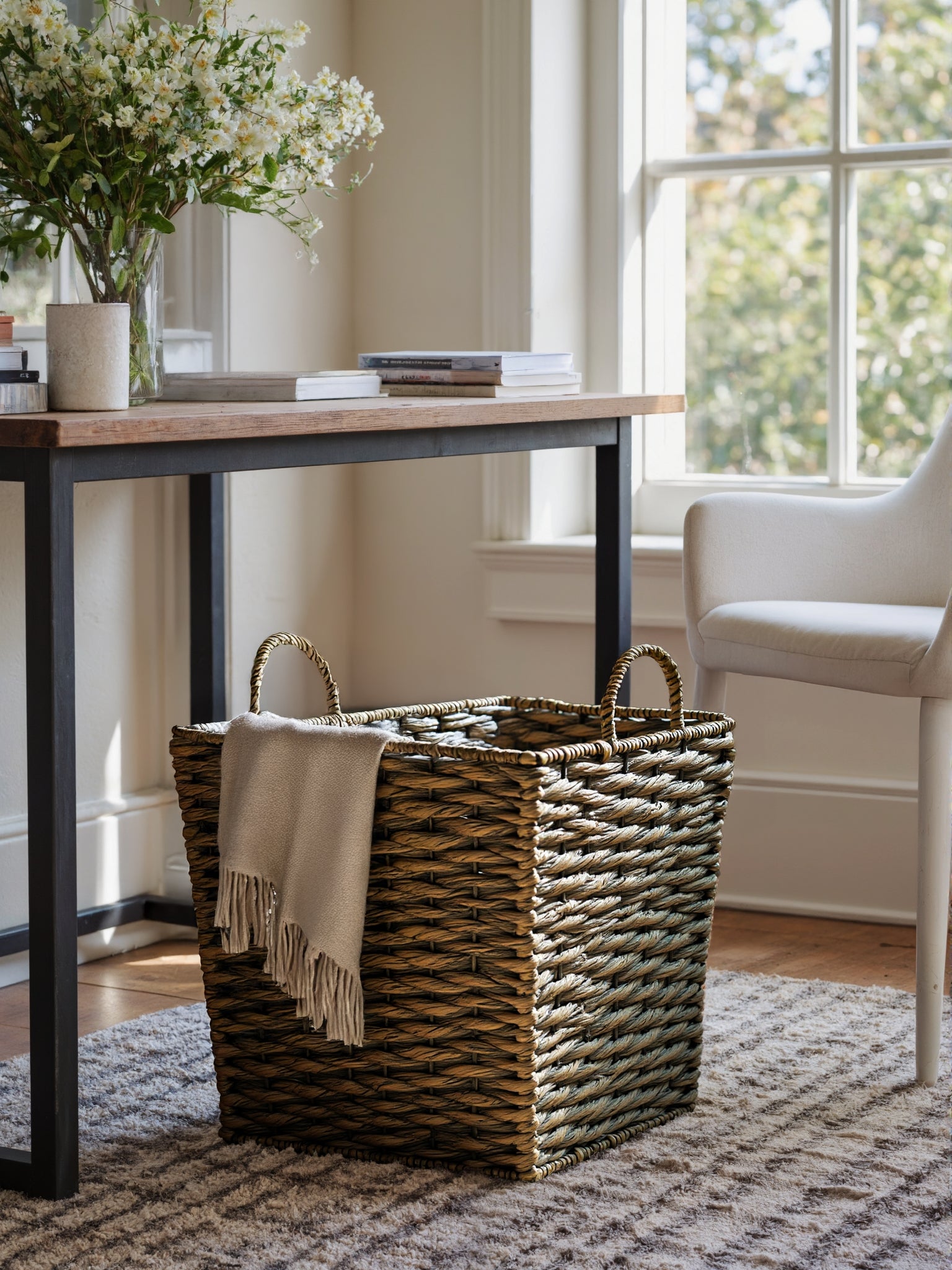 Dark Cube Large Storage Basket Set of 3 with Handles - Artera Home