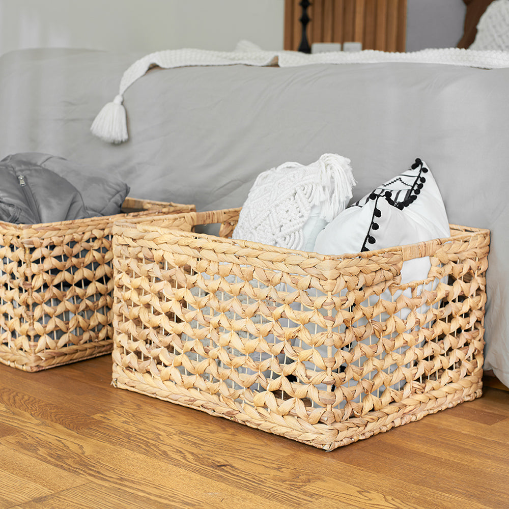 Natural Floral Weaving Cube Storage Basket Set of 3 - Artera Home