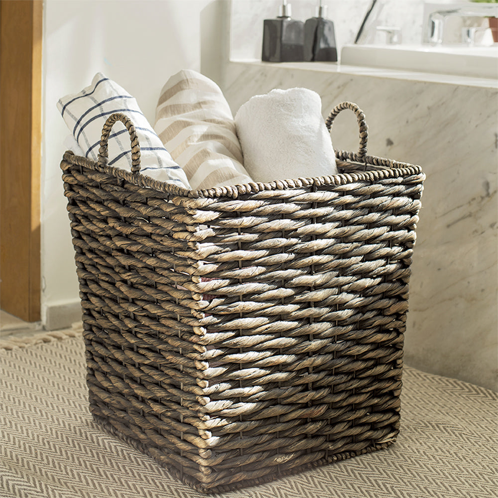 Dark Cube Large Storage Basket Set of 3 with Handles - Artera Home