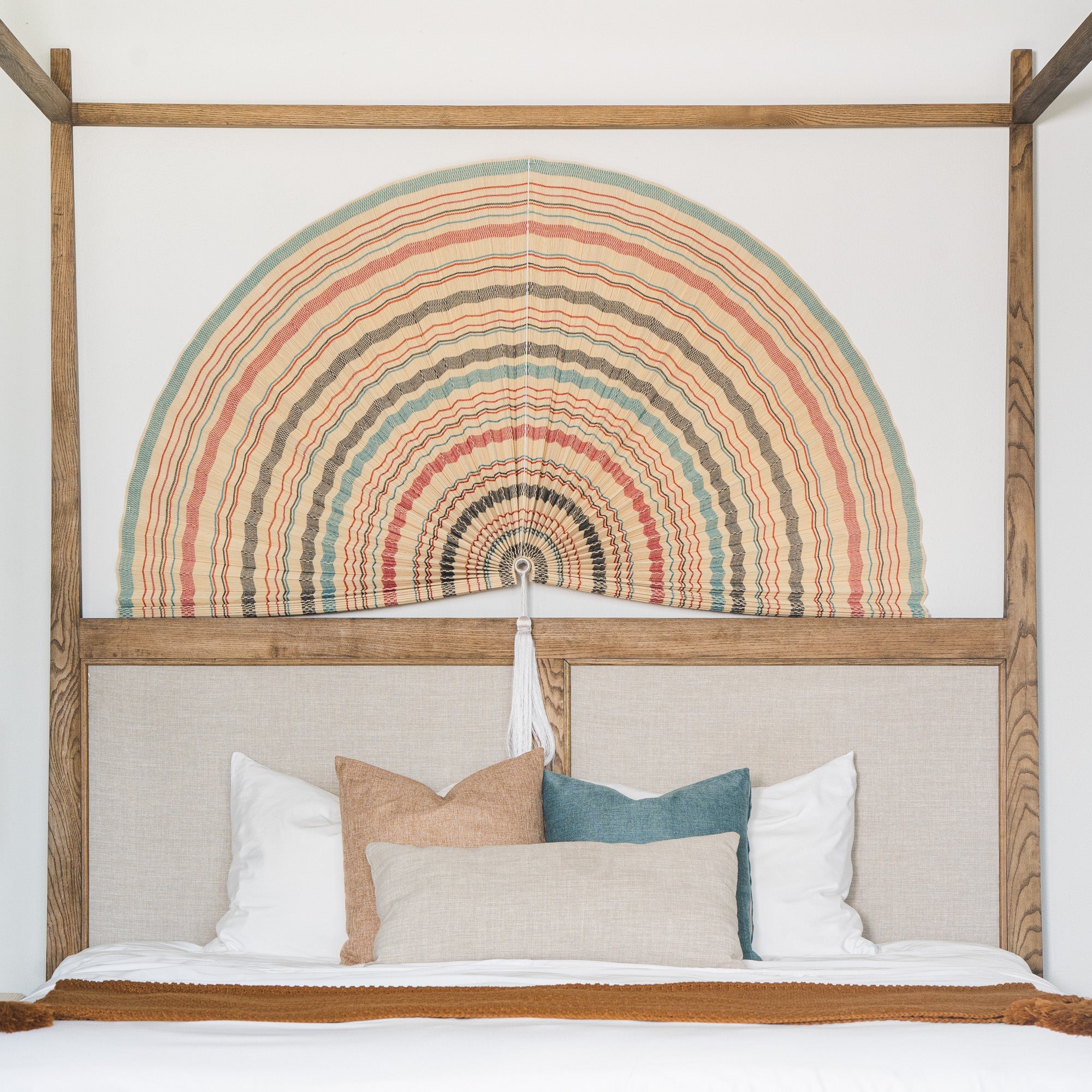 Colorful Stripe Bamboo Folding Fan Wall Decor - Artera Home