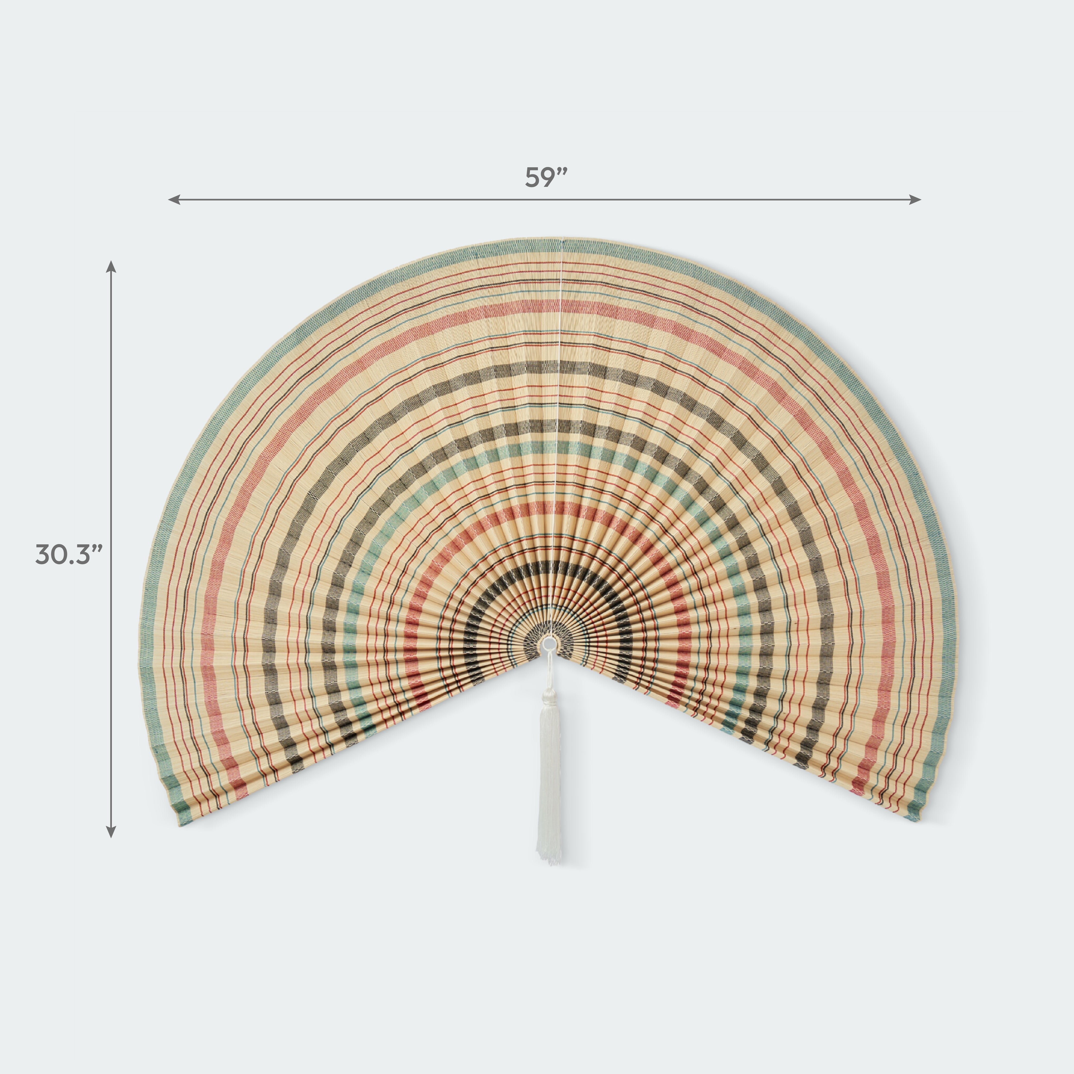 Colorful Stripe Bamboo Folding Fan Wall Decor - Artera Home