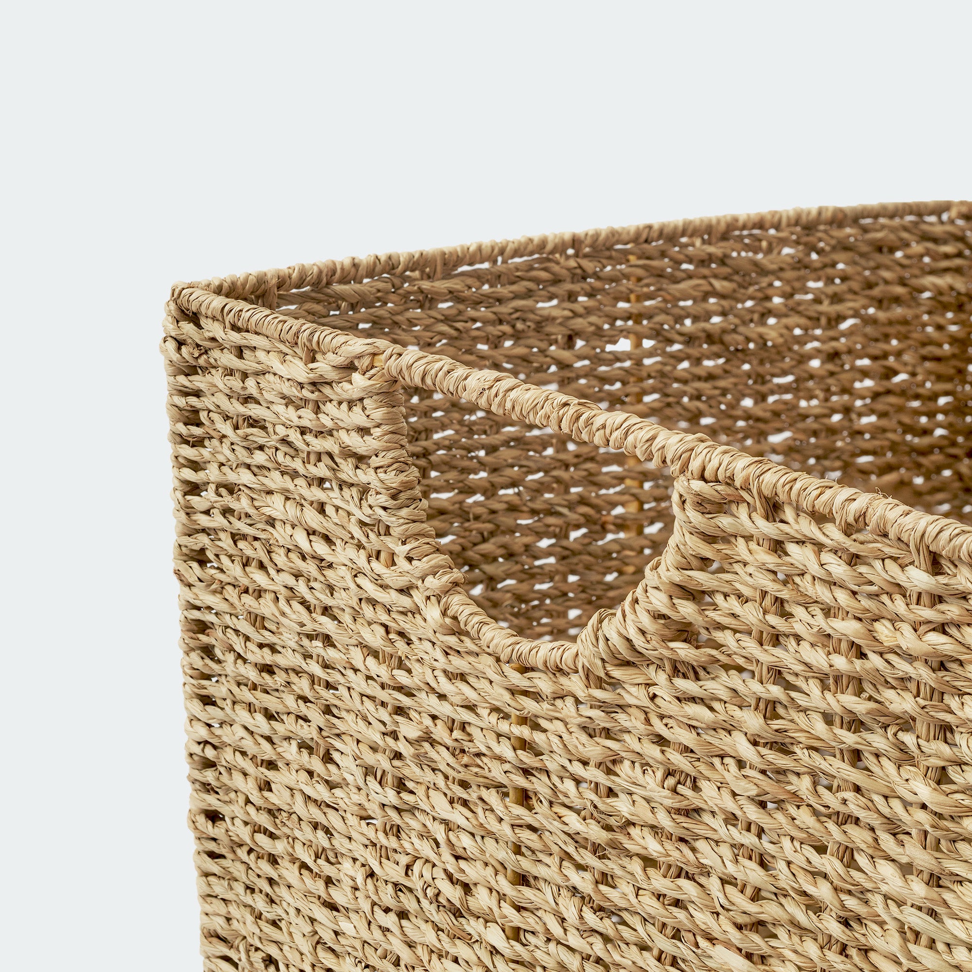 Cube Seagrass Handle Wicker Basket Set of 3 - Artera Home