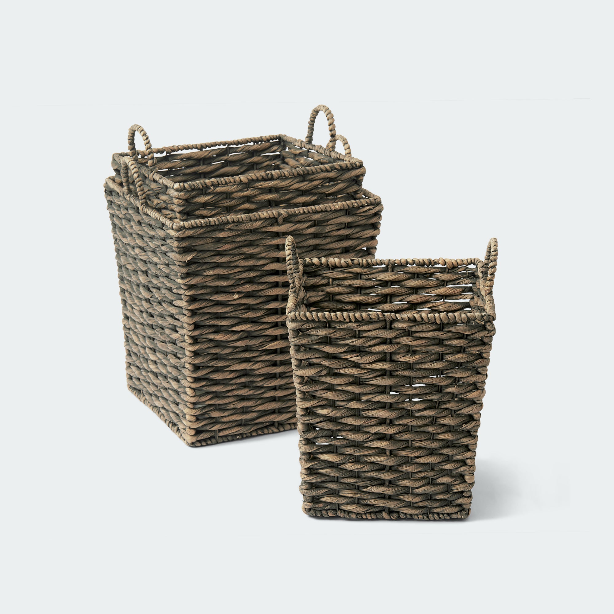 Dark Cube Large Storage Basket Set of 3 with Handles - Artera Home