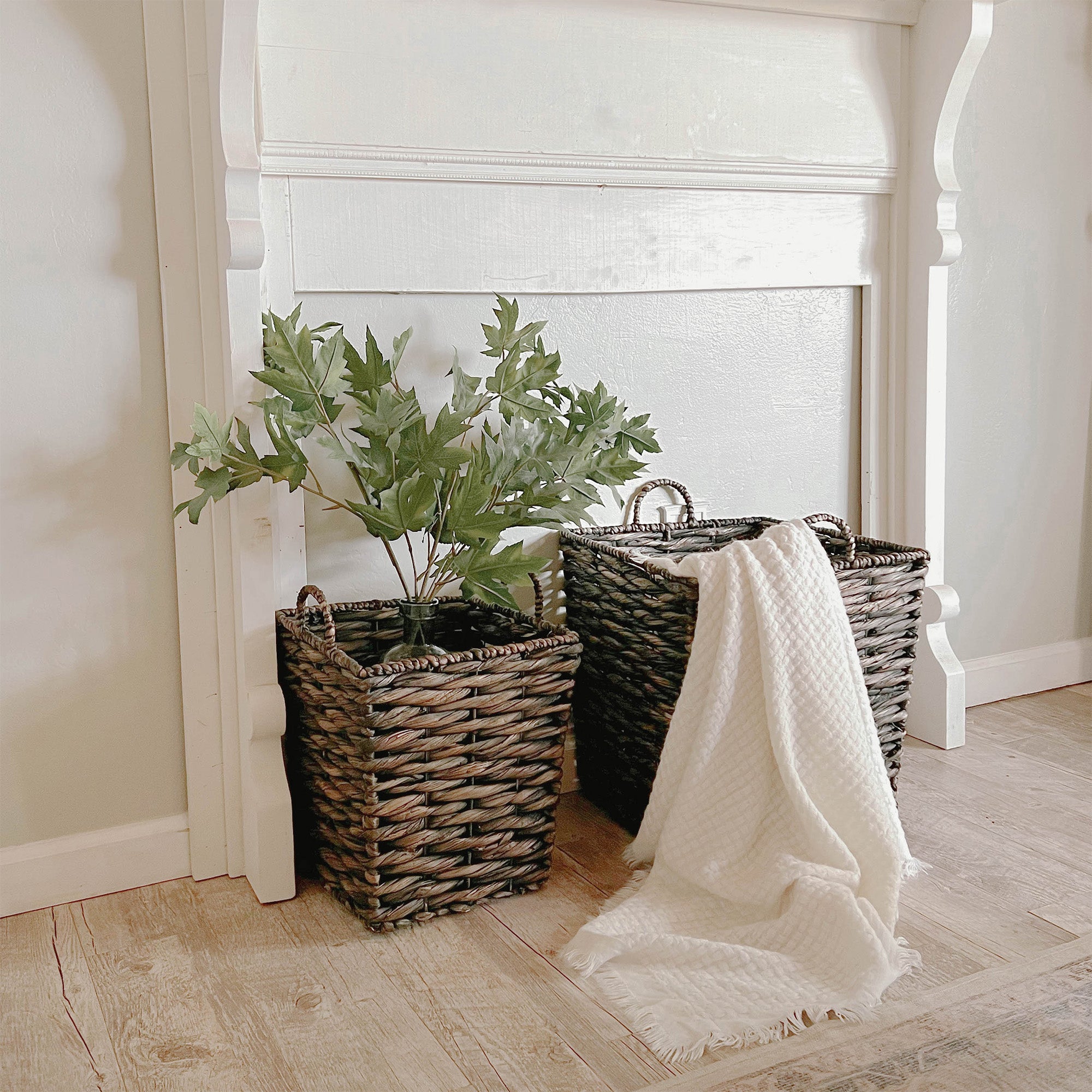 Dark Cube Large Storage Basket Set of 3 with Handles - Artera Home