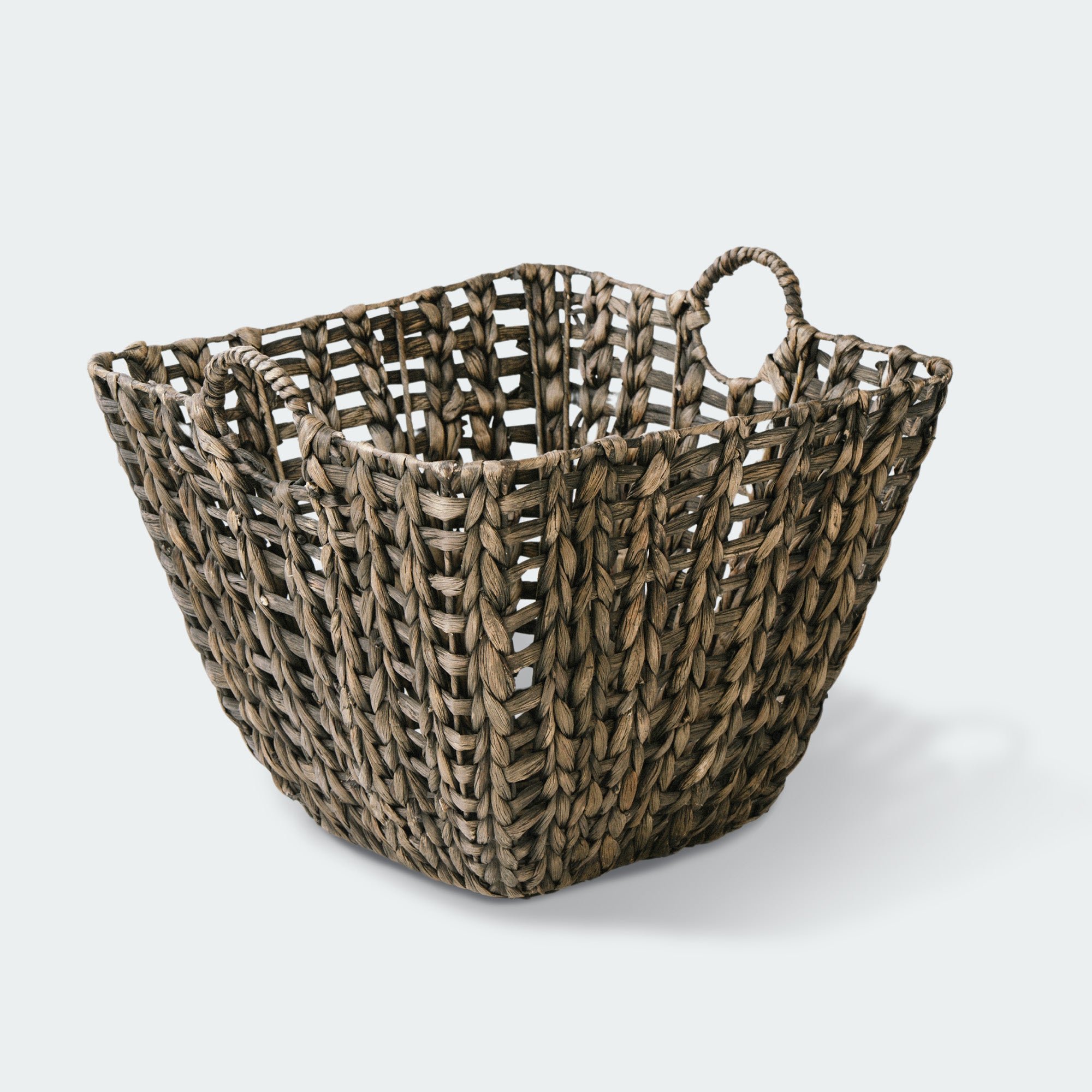 Dark Brown Open-weave Basket Set of 3 with Handles - Artera Home